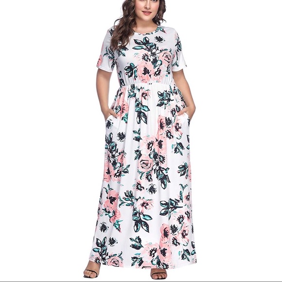 Dresses | Plus Size Floral Long Maxi Dress With Pockets | Poshmark